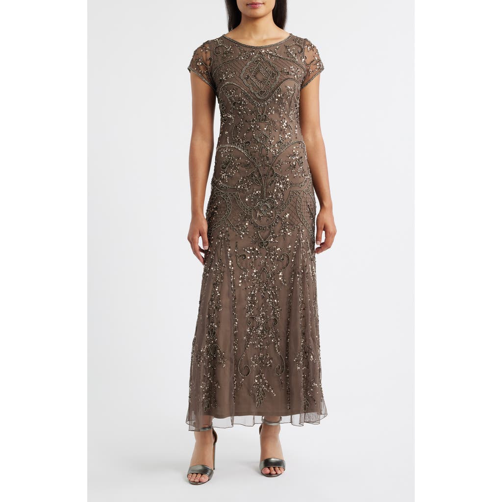 PISARRO NIGHTS Pisarro Nights Beaded Tulle Midi Dress